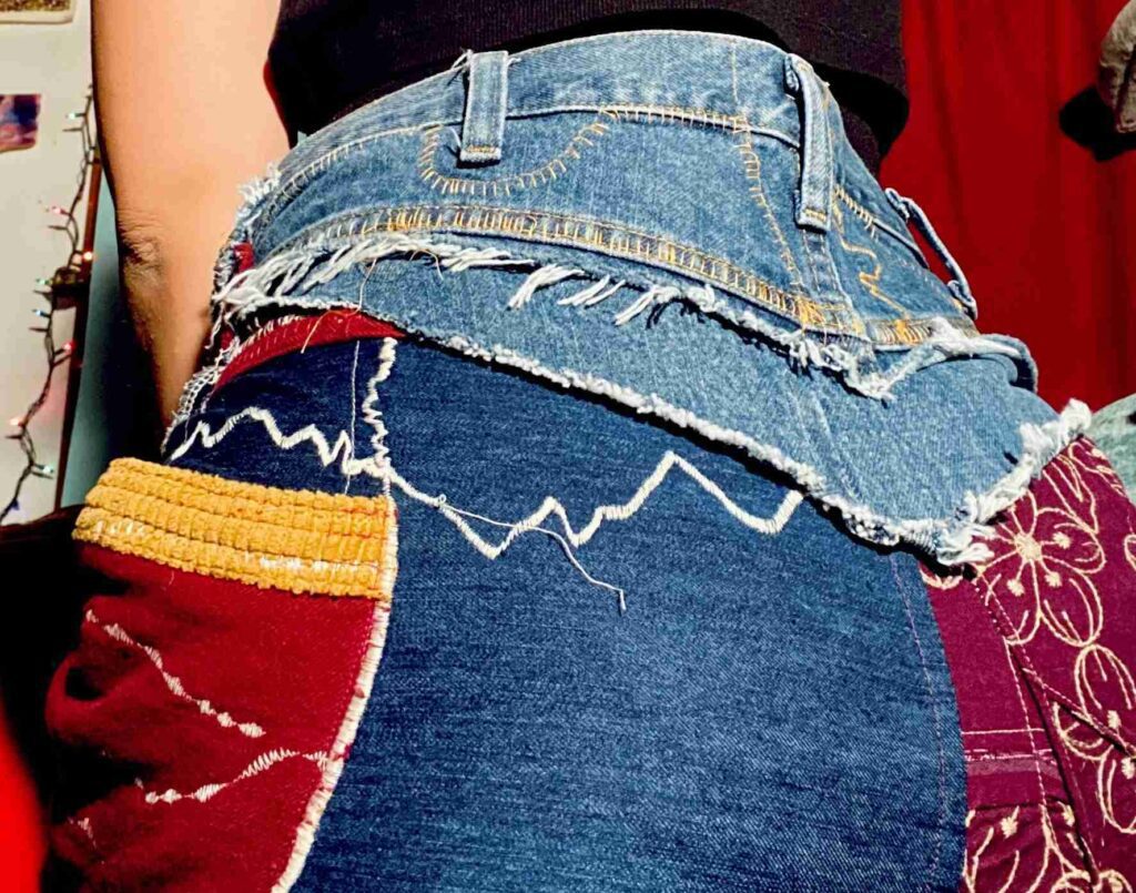 Patchwork Phat Pants with Free-Hand Stitch Detailing | RE.STATEMENT ...