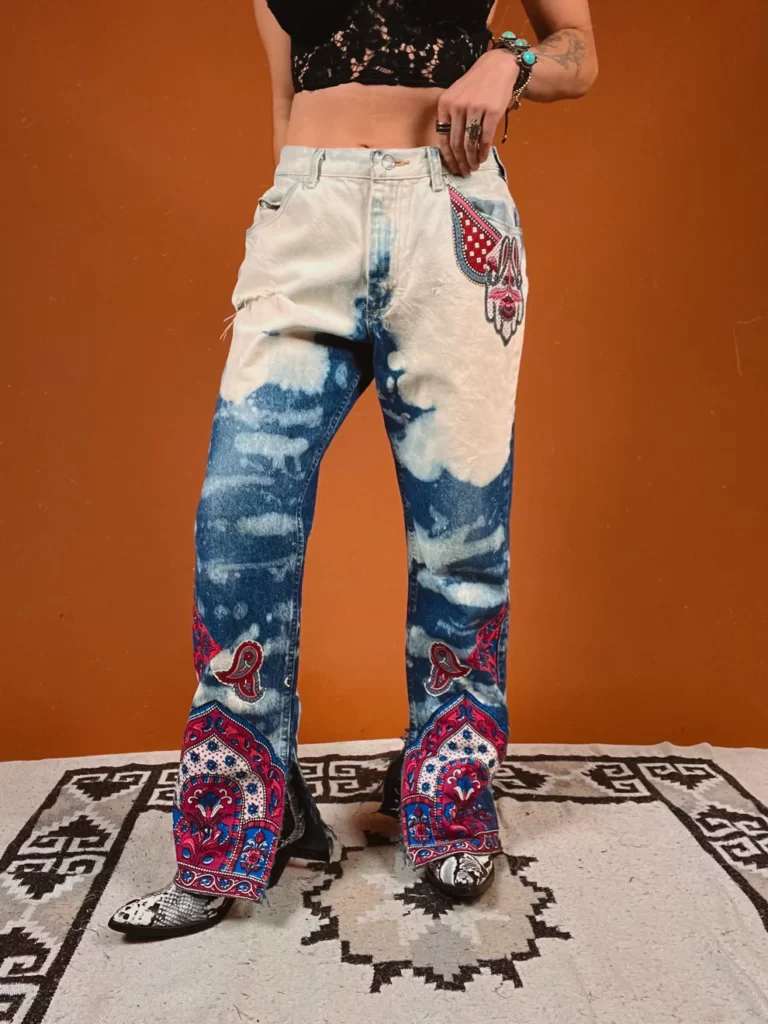 The Ombre Bleached Tapestry Jeans | RE.STATEMENT | The Upcycled Fashion ...