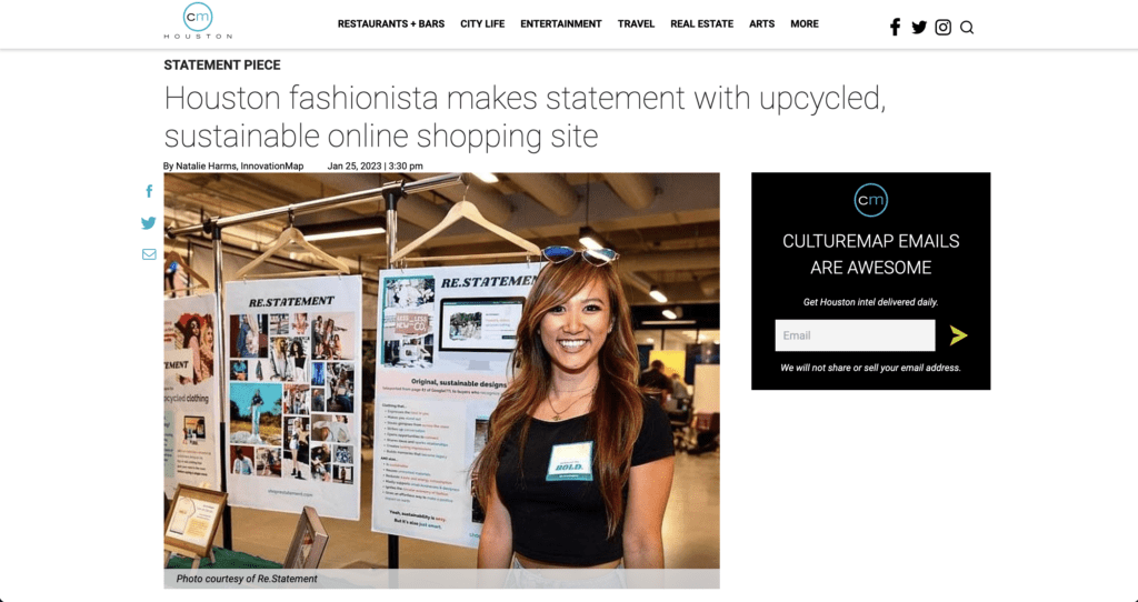 Featured in CultureMap and InnovationMap: "Houston fashionista makes ...
