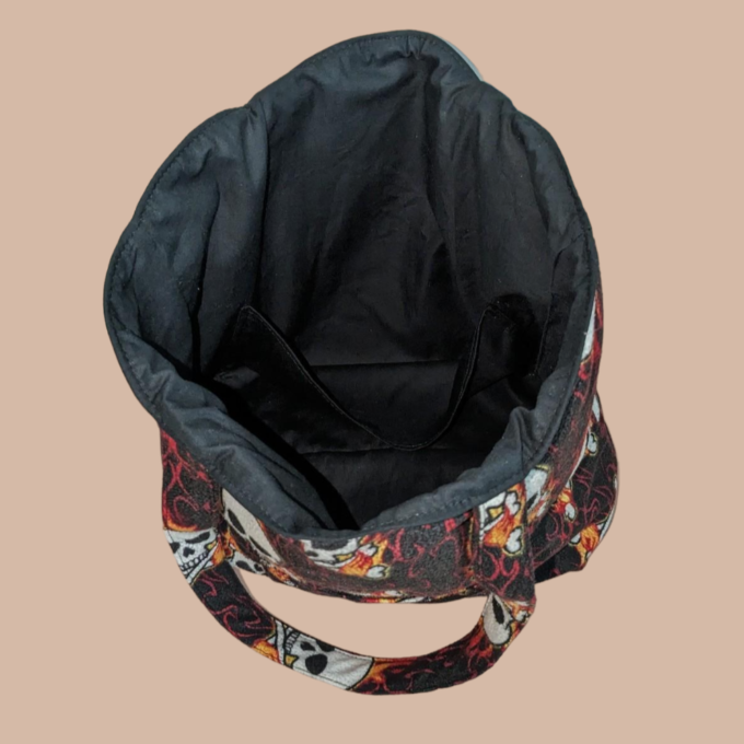 Skull and fire tote bag | RE.STATEMENT | The Upcycled Fashion Marketplace